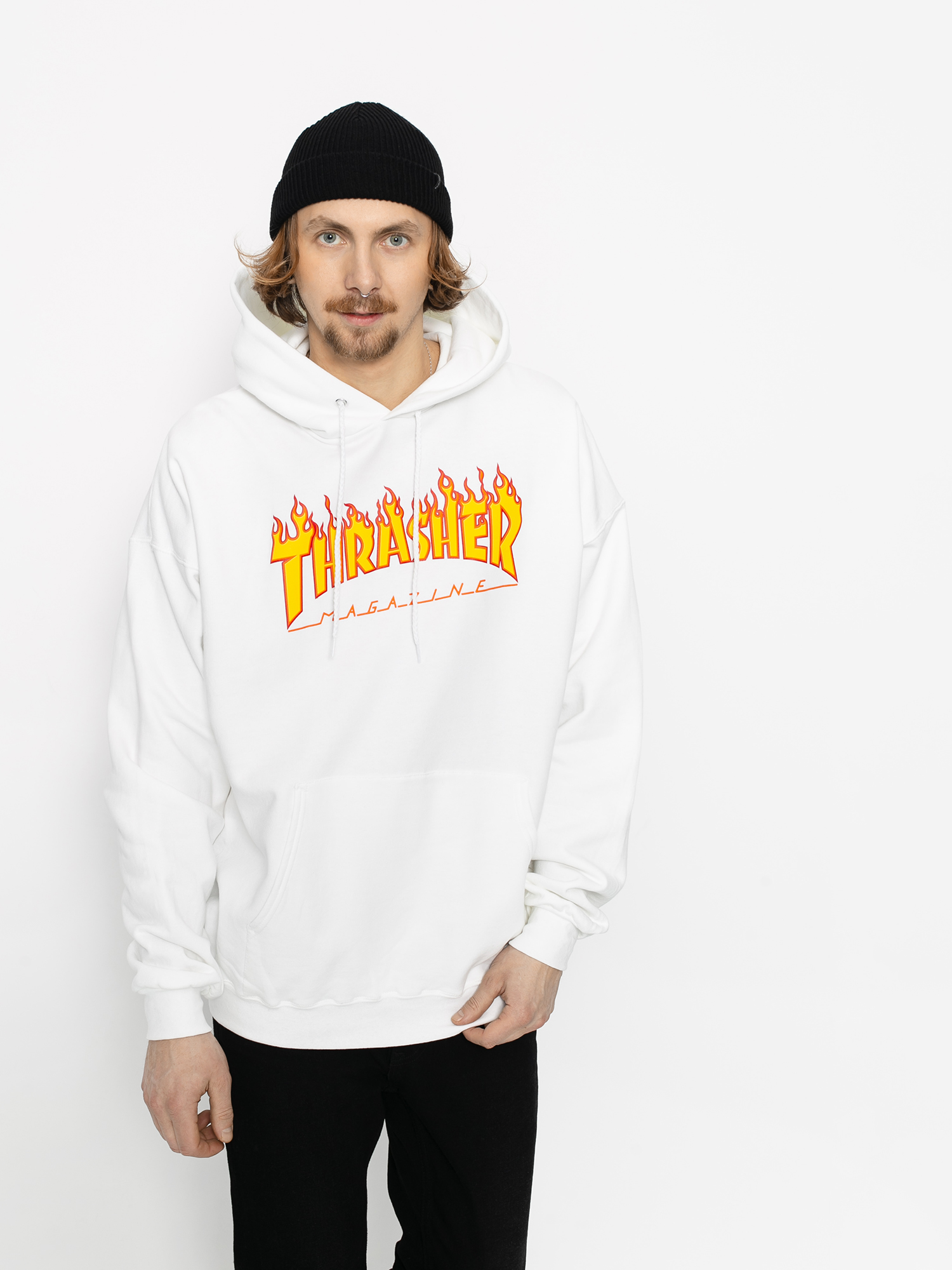 Худі Thrasher Flame HD - бял (white)