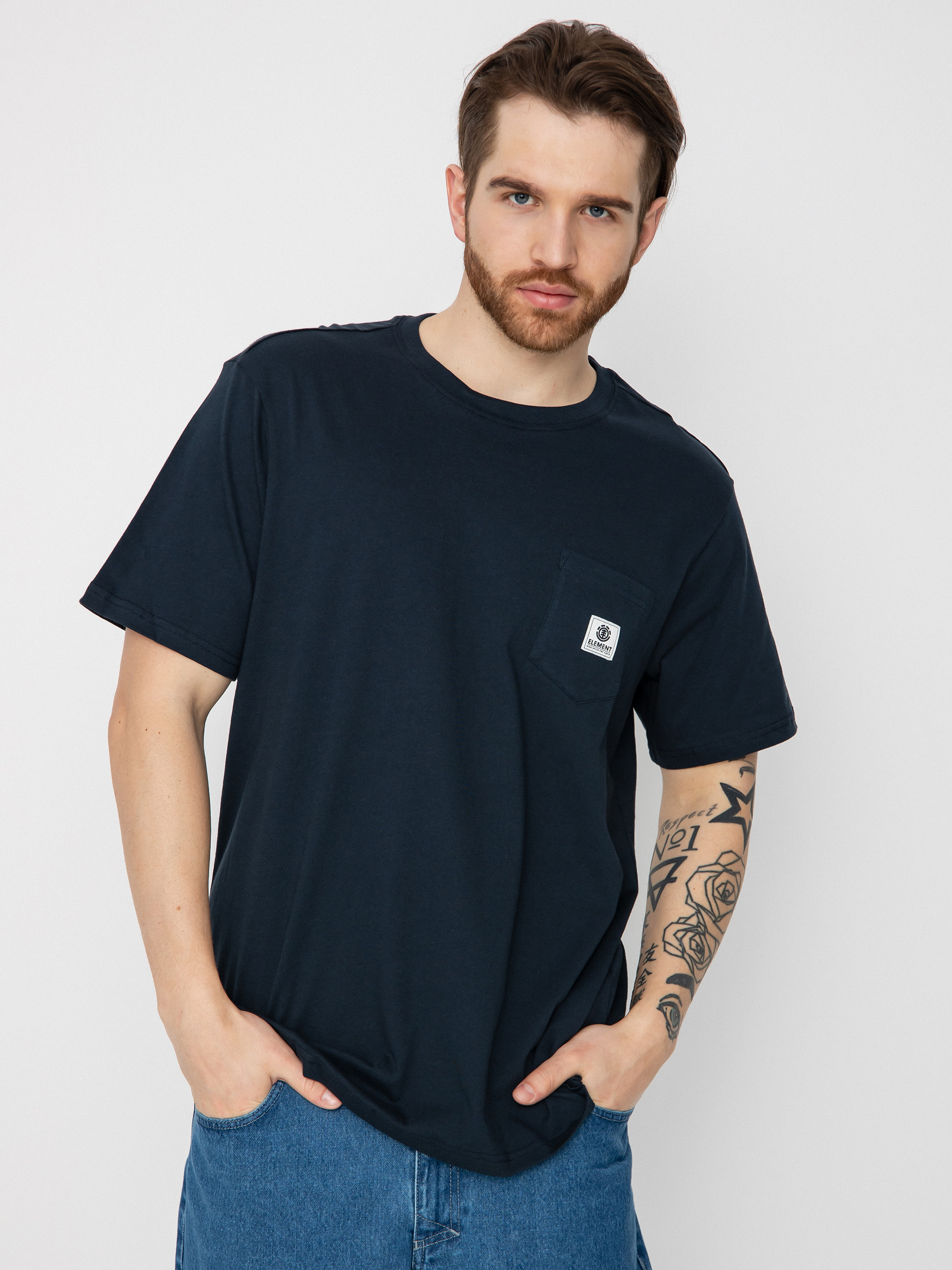 Element Тениска Basic Pocket Label - морско син (eclipse navy)