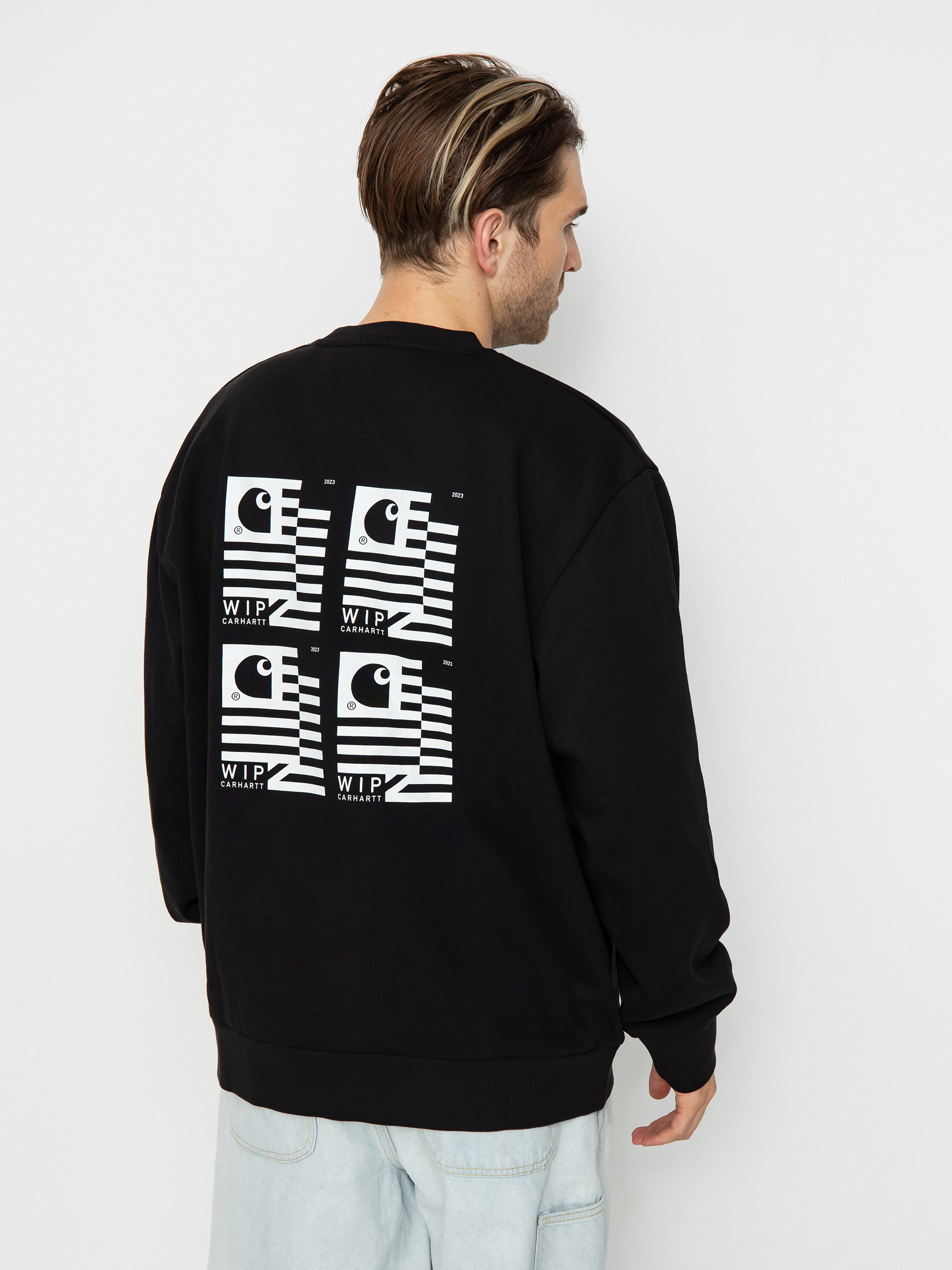 Суитшърт Carhartt WIP Stamp State - черен (black/white)