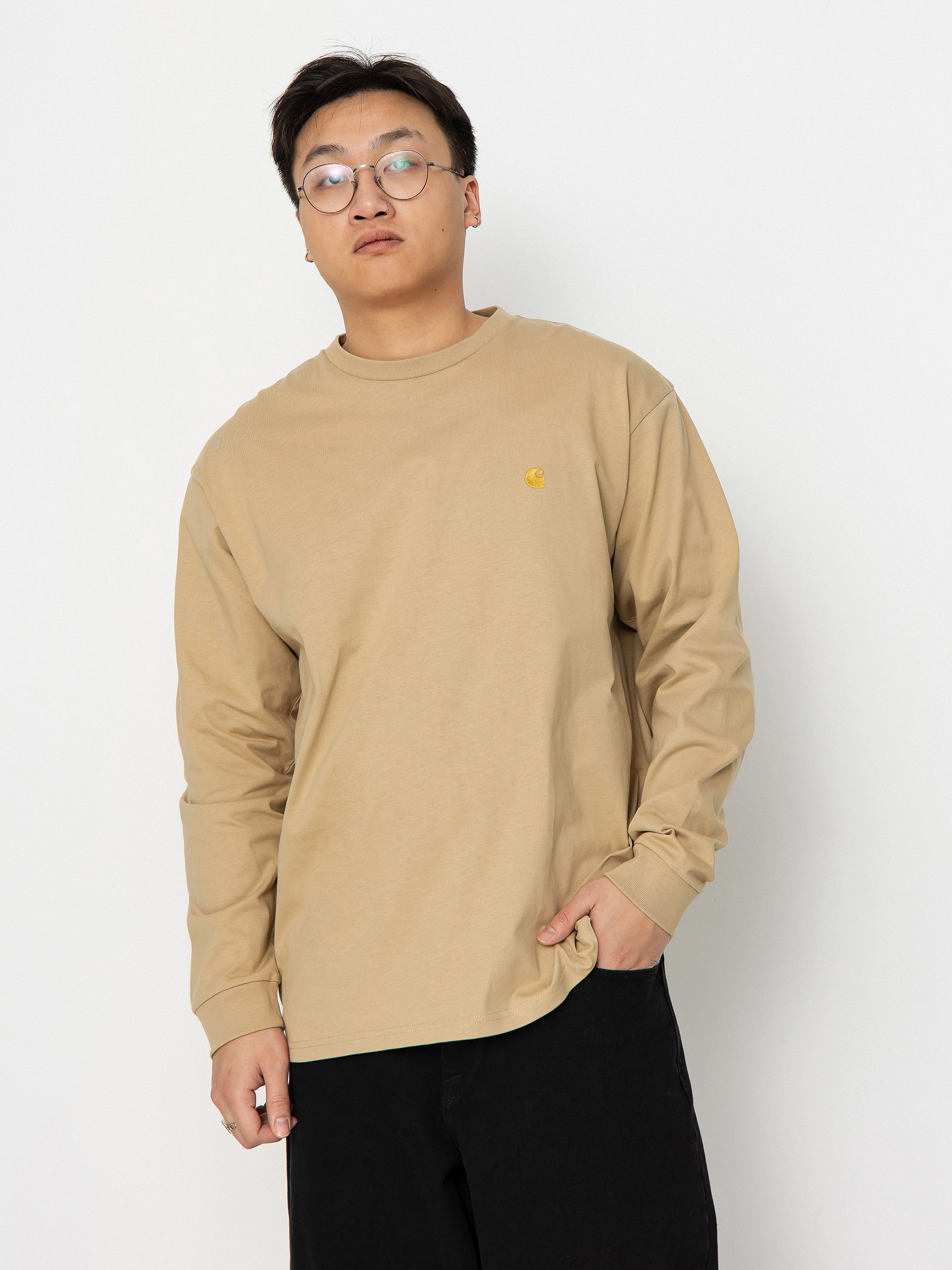 Блузи Carhartt WIP Chase - бежов (sable/gold)