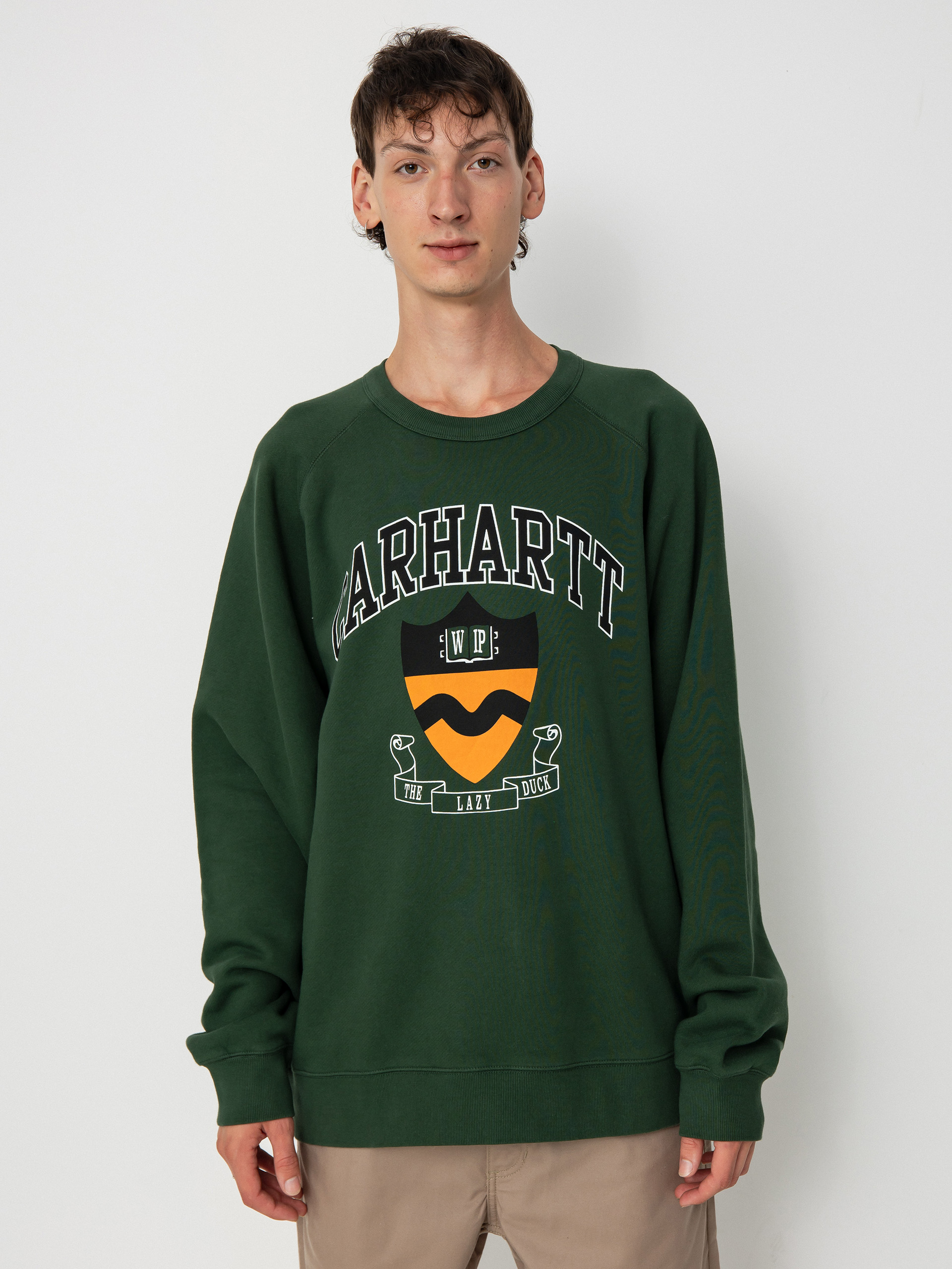Суитшърт Carhartt WIP Lazy Duck Academy - зелен (sycamore tree)