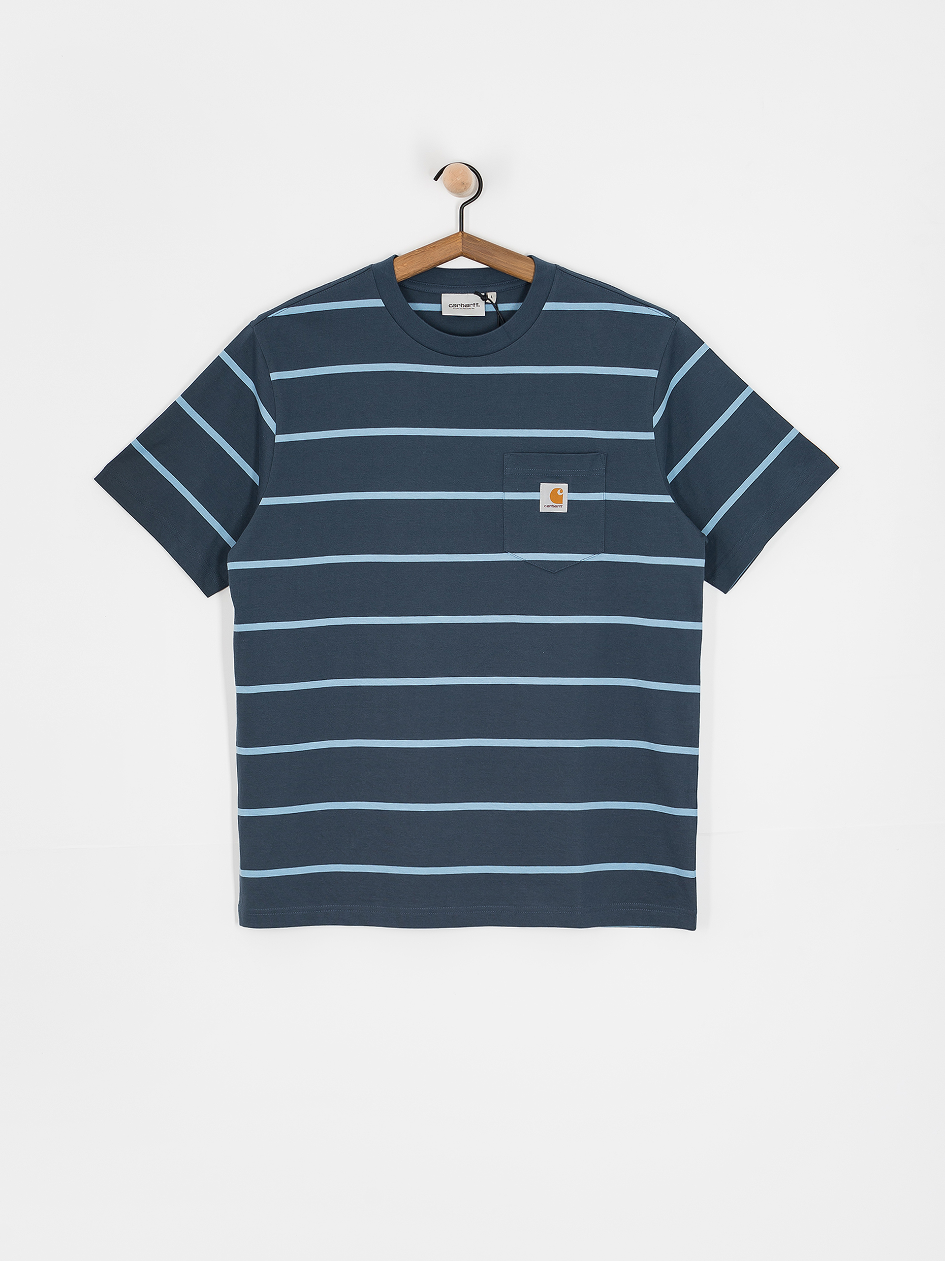 Тениска Carhartt WIP Aiken Pocket - морско син (aiken stripe/dusky blue)