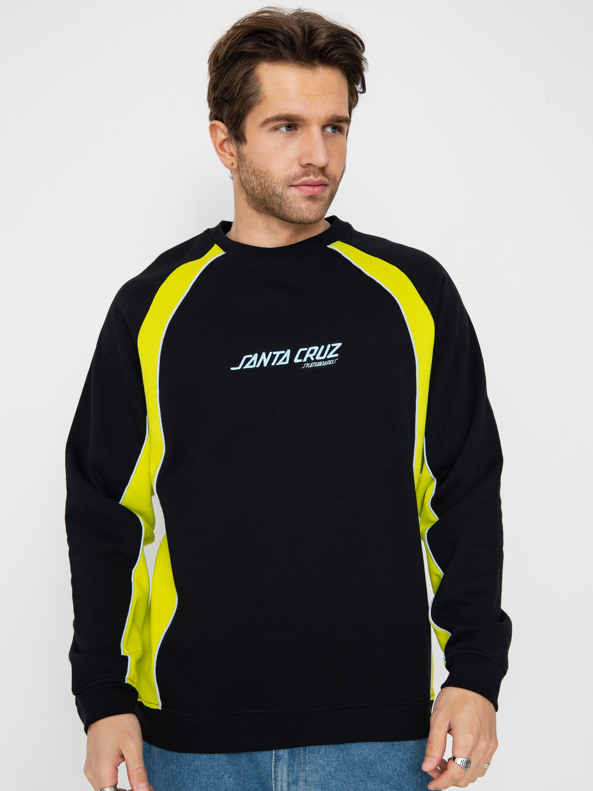 Суитшърт Santa Cruz Strip Front Racer Crew - черен (apple green/black)
